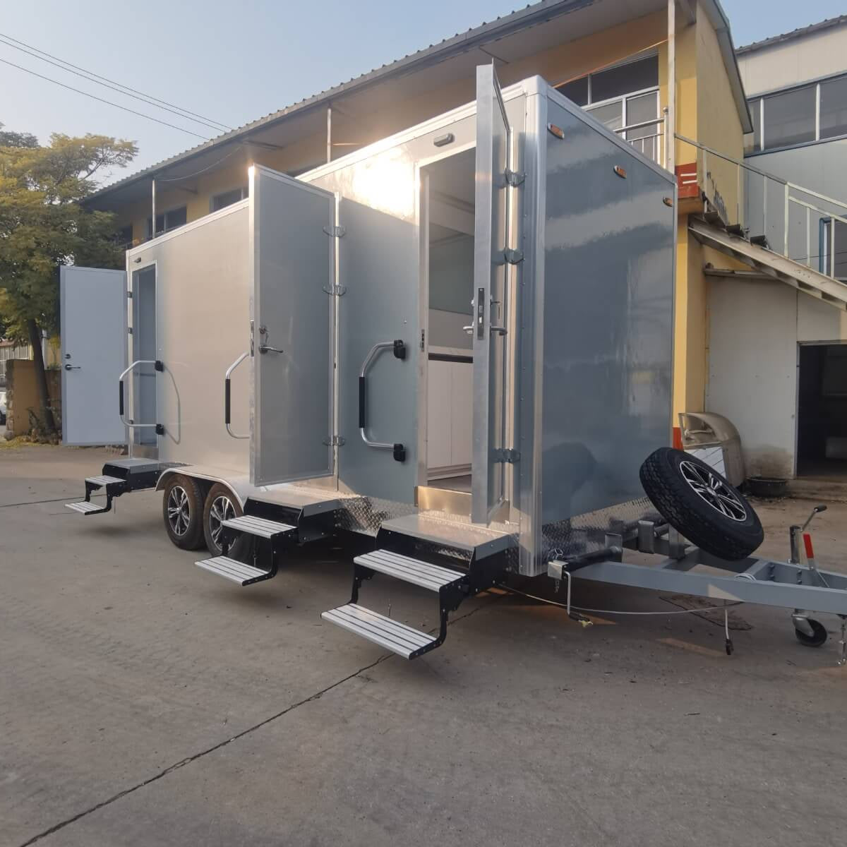 3 Station Restroom Trailer With AC Heating and Water Heater